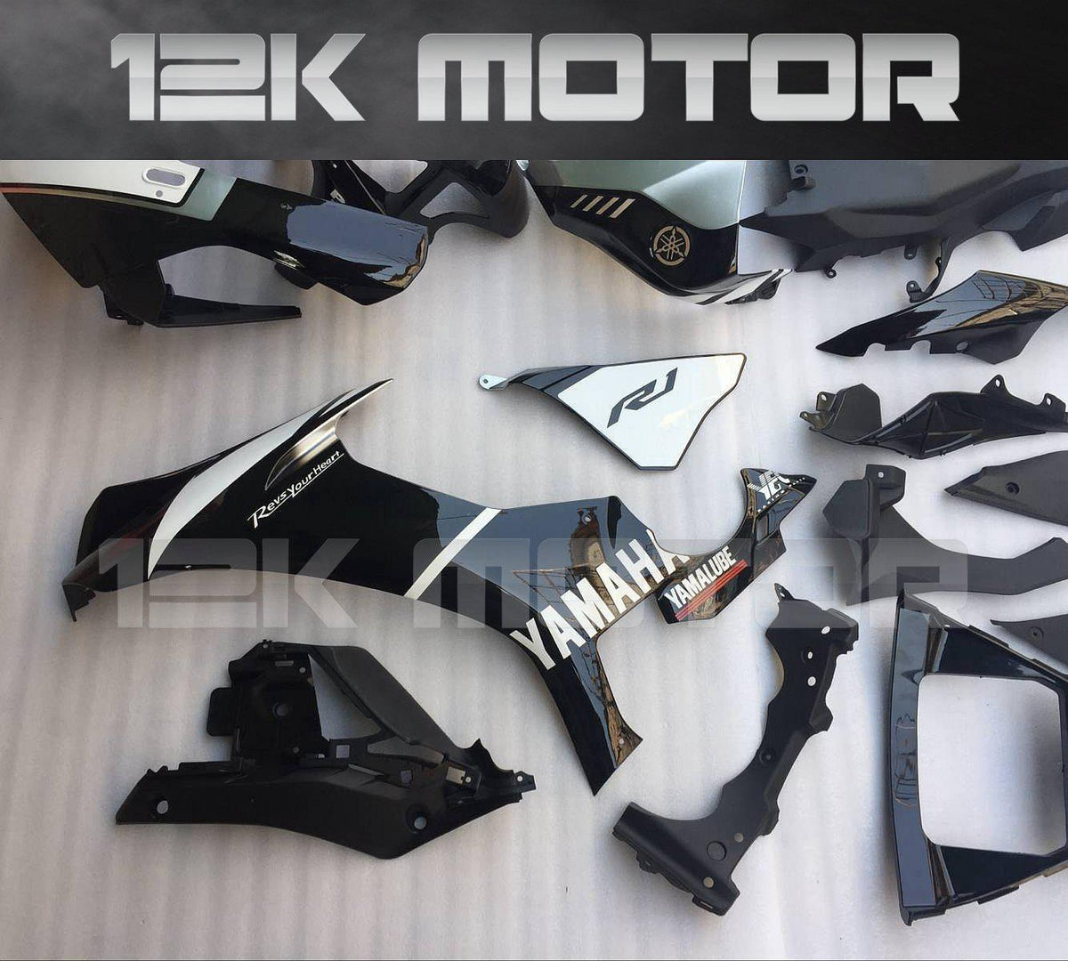 Yamaha YZF R1 Fairings 2015 2016 2017 2018 2019 Black & White ABS ...